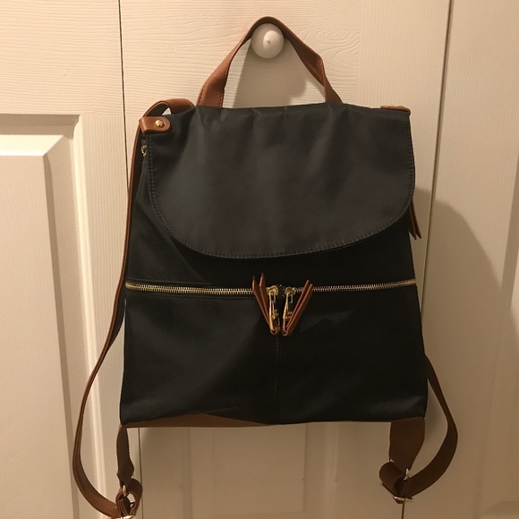 Steve Madden | Bags | Steve Madden Backpack Black With Brown Straps ...